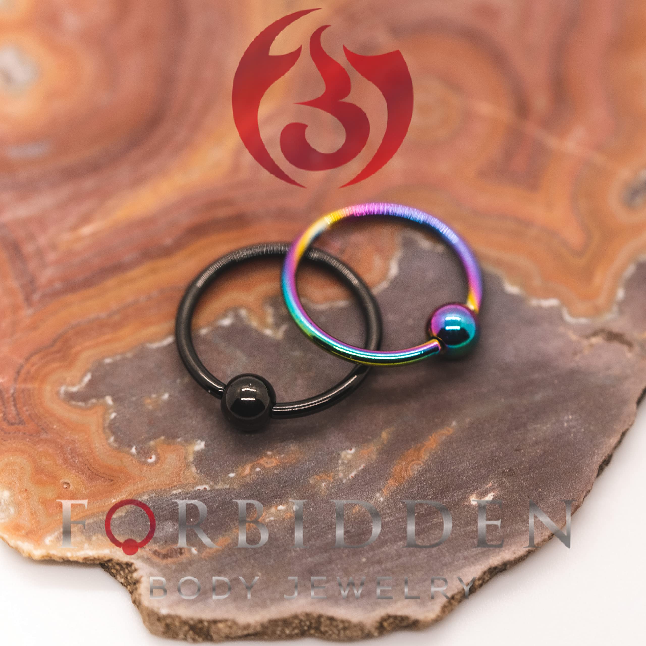 Forbidden Body Jewelry 10g 12mm Black Surgical Steel Captive Bead Body Piercing Hoops (2pcs)