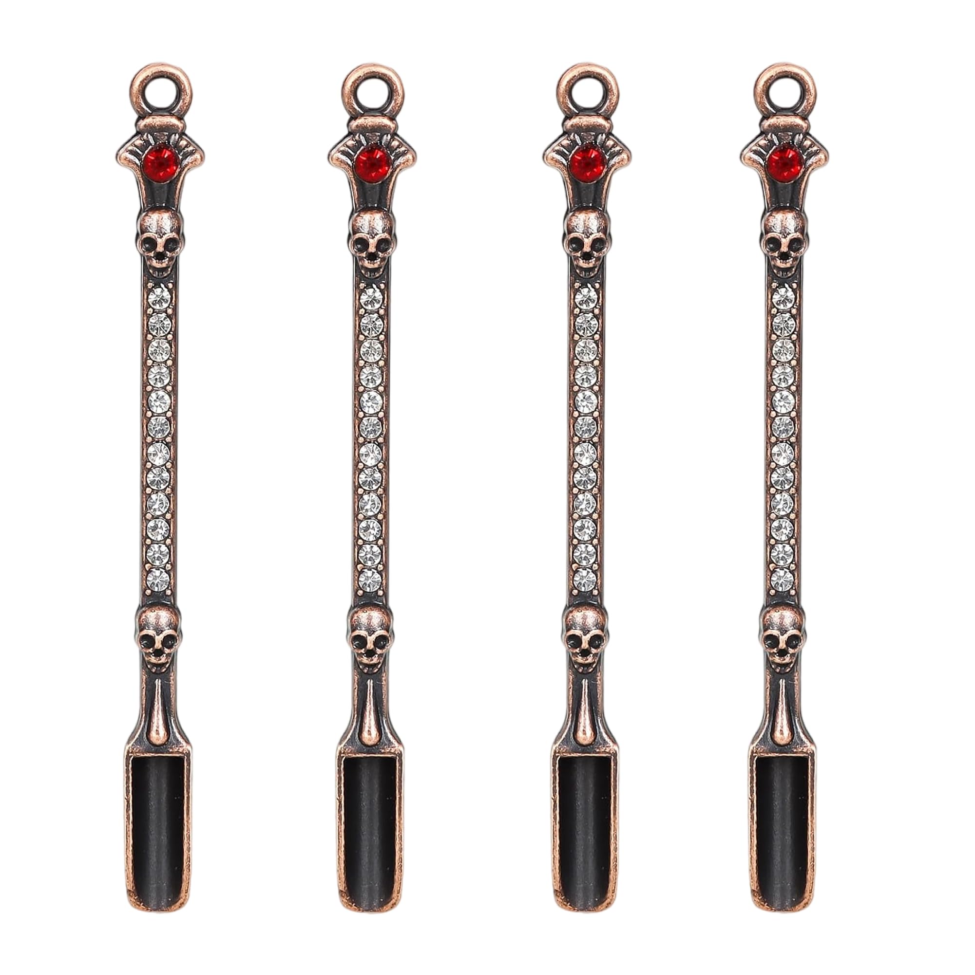 Mini Skeleton Spoon Keychain,small scoop spoon Pendant Necklace with crystal,Key Ring shovel Spoon Keychain.(Bronze)