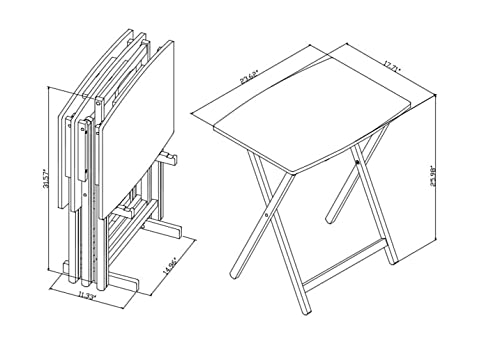 Rustic Grey,5pc XL Oversized Tray Table Set