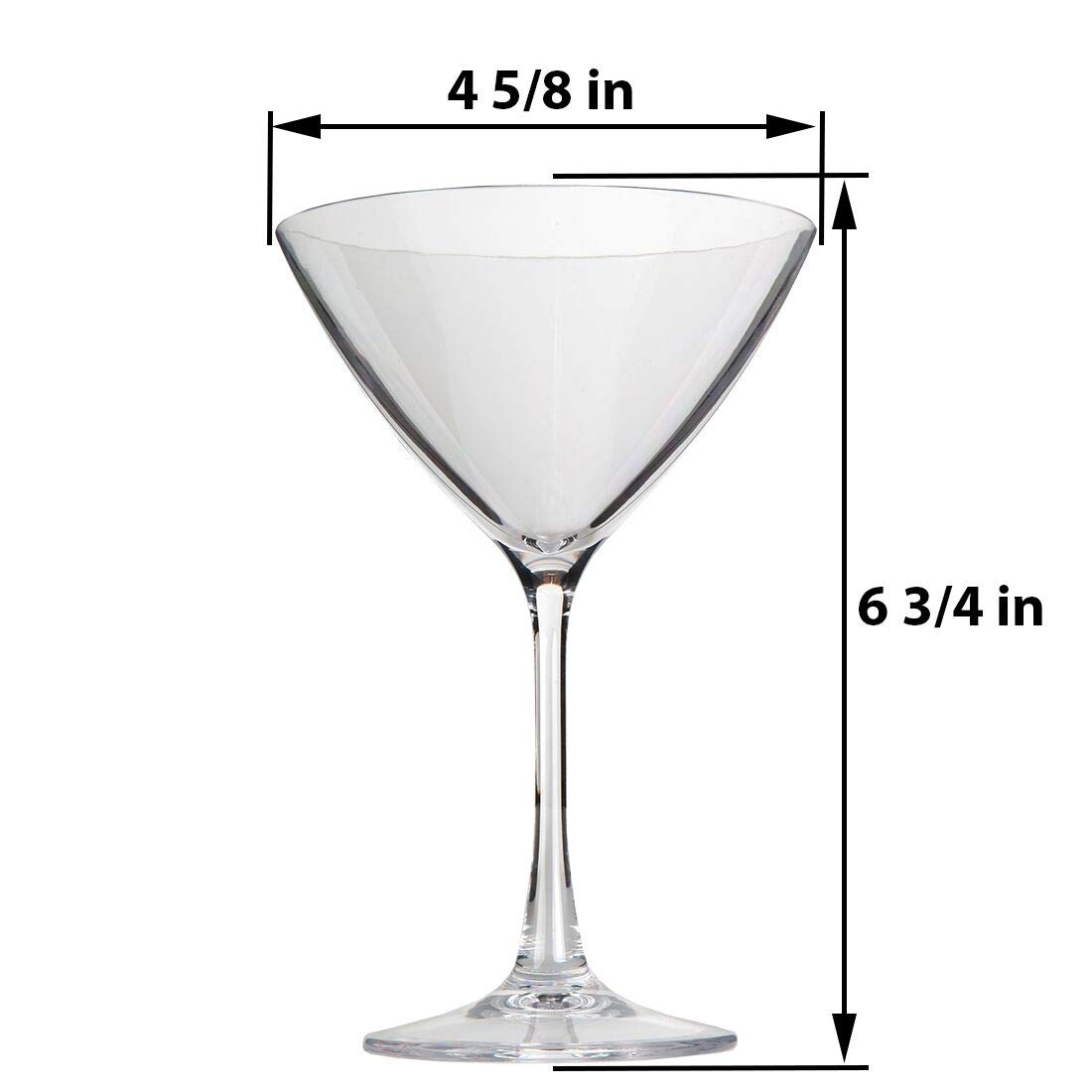 Lily's Home Unbreakable Acrylic Martini Glasses, Made of Shatterproof Plastic and Ideal for Indoor and Outdoor Use, Reusable, Crystal Clear (8.5 oz. Each, Set of 4)