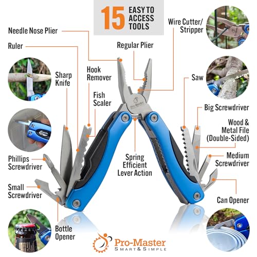 Multi Tool Pocket Knife Set 15 in 1 - The Ultimate Christmas Gift! Perfect Multitool for Men, Dad, Boyfriend, Scout - Cool, Practical, Versatile Multi-tool for Thanksgiving, Birthdays and Graduations