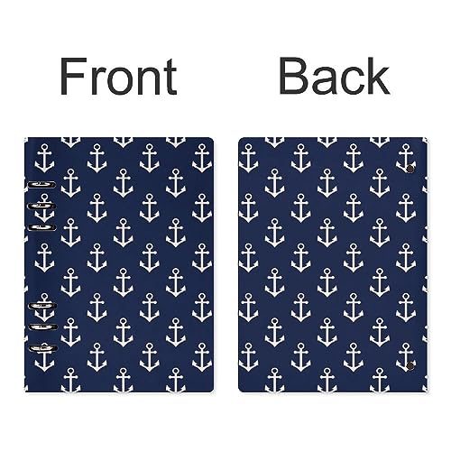 Naby Blue Anchor Notebook Cover 6-Ring Binder Portable Planner Book Loose-Leaf Cover for Home Office