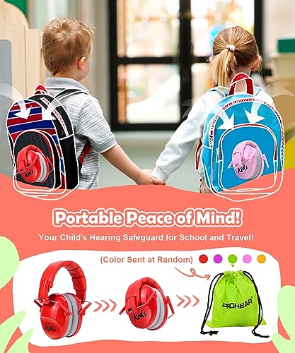 PROHEAR 032 2.0 Noise Cancelling Headphones for Kids - 25dB Noise Reduction - Adjustable Sensory Ear Protection Muffs for Concert, Fireworks, Monster Truck Shows, School - Red