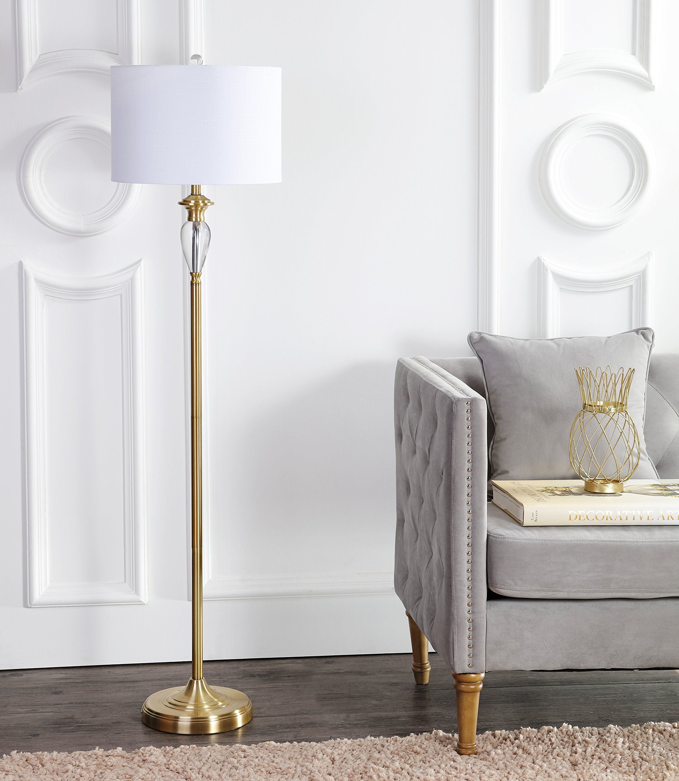 JONATHAN Y JYL2030A Evelyn 60" Crystal/Metal LED Floor Lamp Contemporary,Transitional,Traditional for Bedrooms, Living Room, Office, Reading, BrassGold/Clear