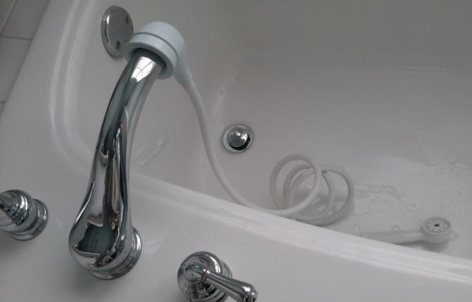 RMG Portable Hand Held Shower Sprayer for Bathtubs without Diverter - 42” Rubber Shower Hose and Sprayer - Convert Bathtub to Shower - Clamp to Secure Nozzle - Softer Rubber Connection