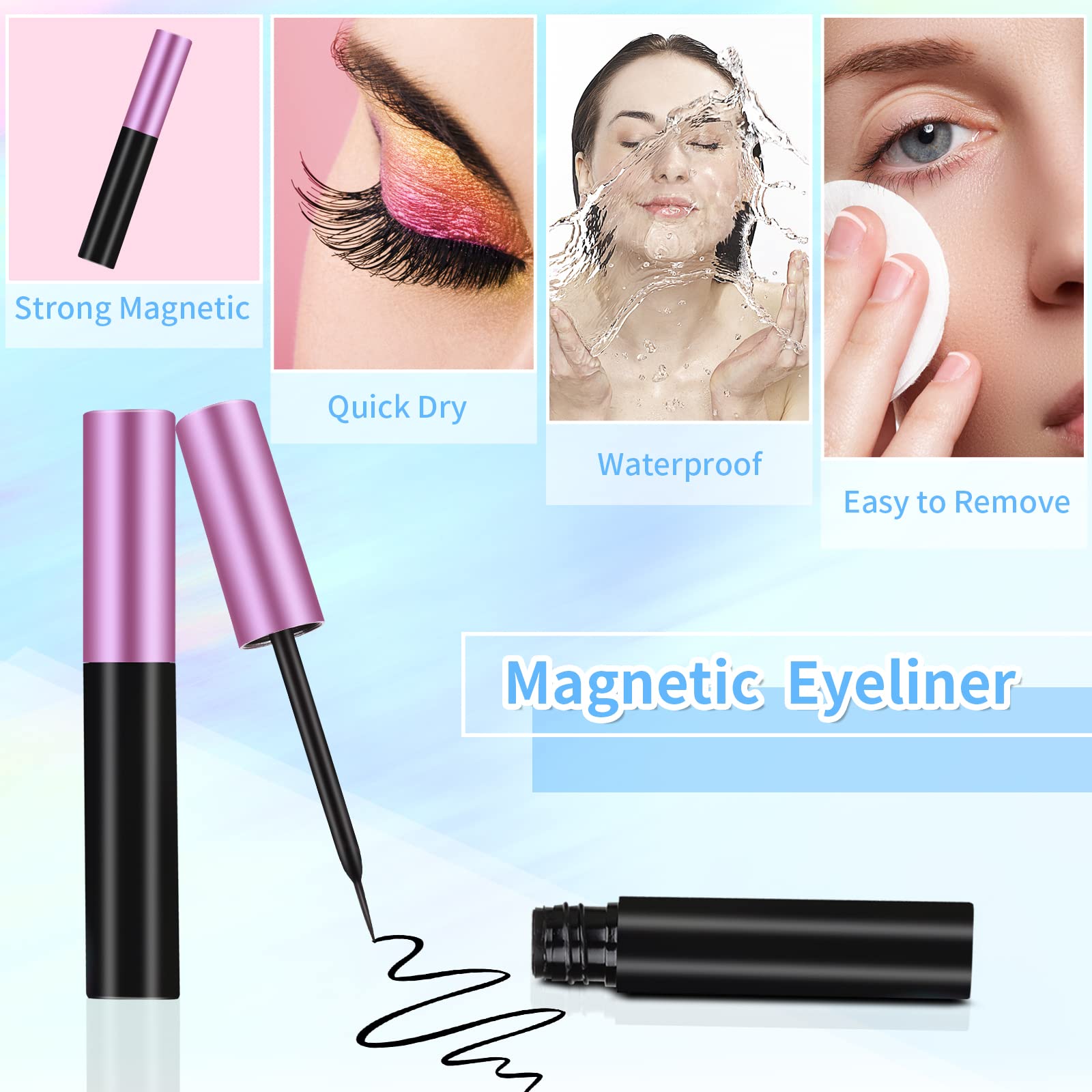 Magnetic Eyelashes Natural Look, Magnetic Lashes No Glue, Half Eye 2 Magnets Reusable False Eyelashes with Tweezers (magnetic eyelashes)