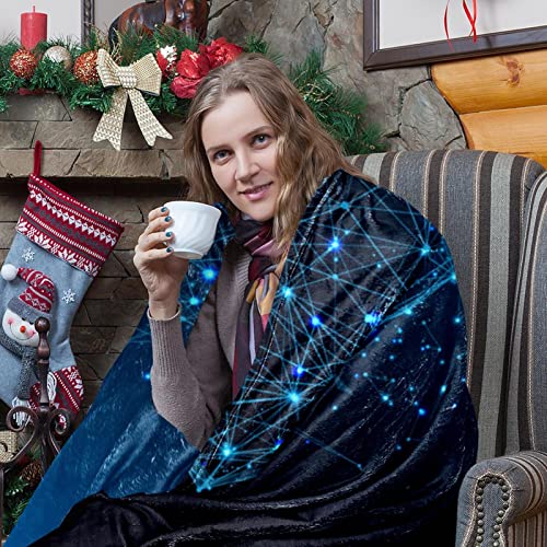 Plush Blanket Throw Blanket Warm Cozy Soft Microfiber Blankets, Blue Heart Art