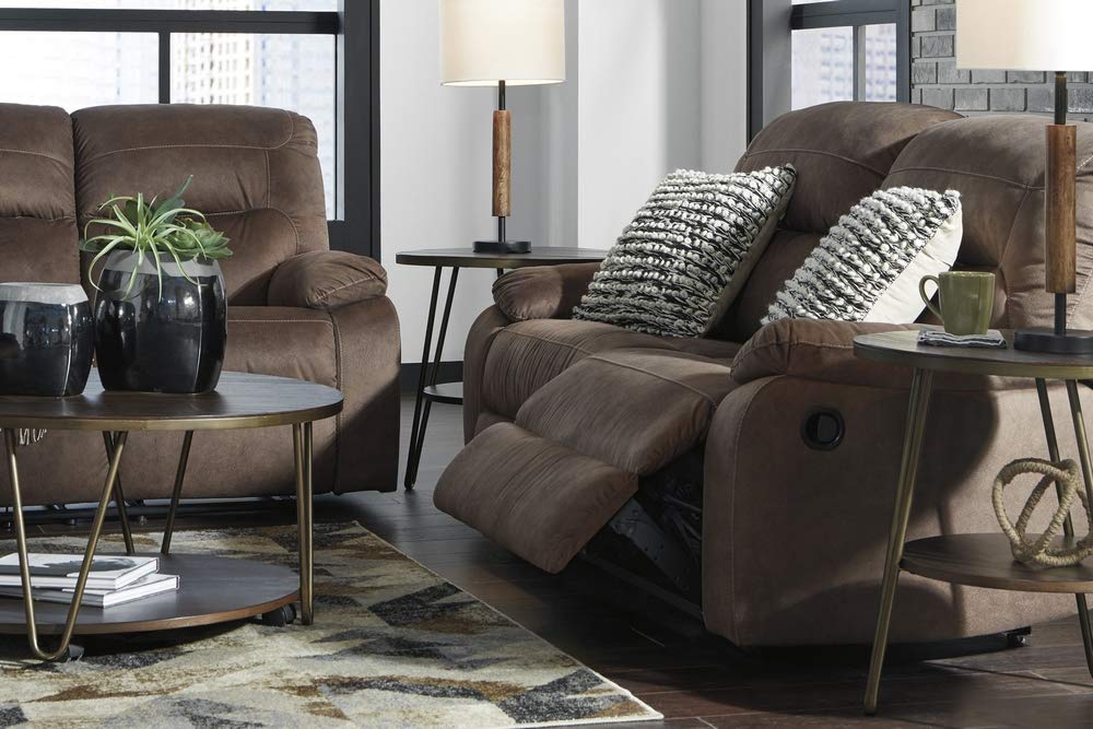 Signature Design by Ashley Bolzano Faux Leather Manual Reclining Loveseat, Brown