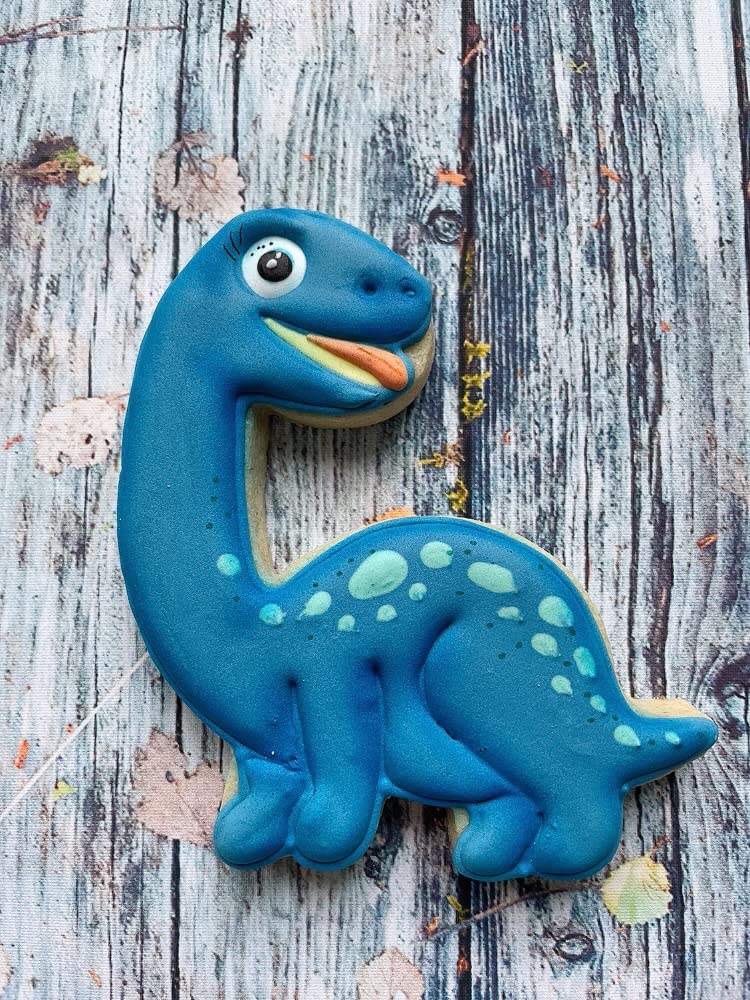 LILIAO Cute Dinosaur Cookie Cutter Set - 3 Piece - T-rex, Brontosaurus and Dinosaur Foot Biscuit Fondant Cutters - Stainless Steel