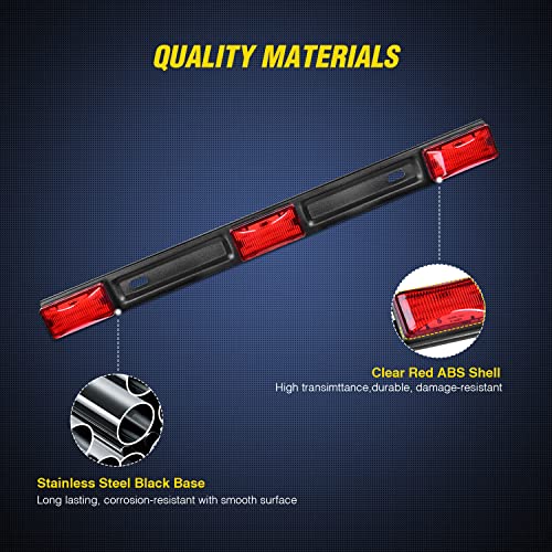 Nilight TL-11 1PC Red 9 LED ID Bar Marker Tail Black Stainless Steel Bracket for Truck Trailer Boat Identification Light, 2 Years Warranty