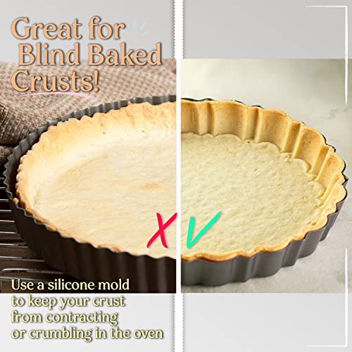 Patz&Patz Fluted Tart Pan with Removable Bottom β 9 In. Nonstick Pie Pan with Crust-Shaper Ring β Carbon Steel Pan for Pies, Tarts, and Quiche Baking Dish β 9 Inch Tart Pans for Baking