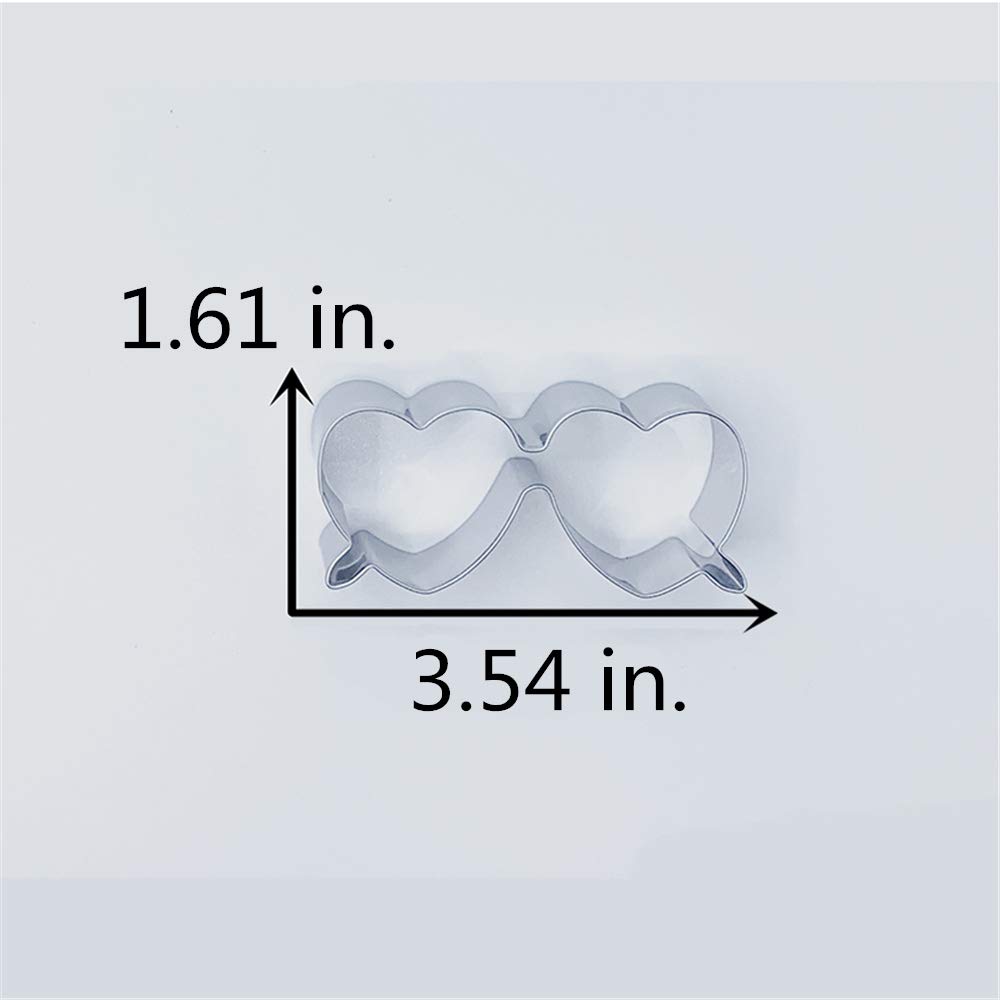 LILIAO Heart Shape Sunglasses Cookie Cutter Summer Beach Fondant Biscuit Cutter - 3.6 x 1.6 inches - Stainless Steel
