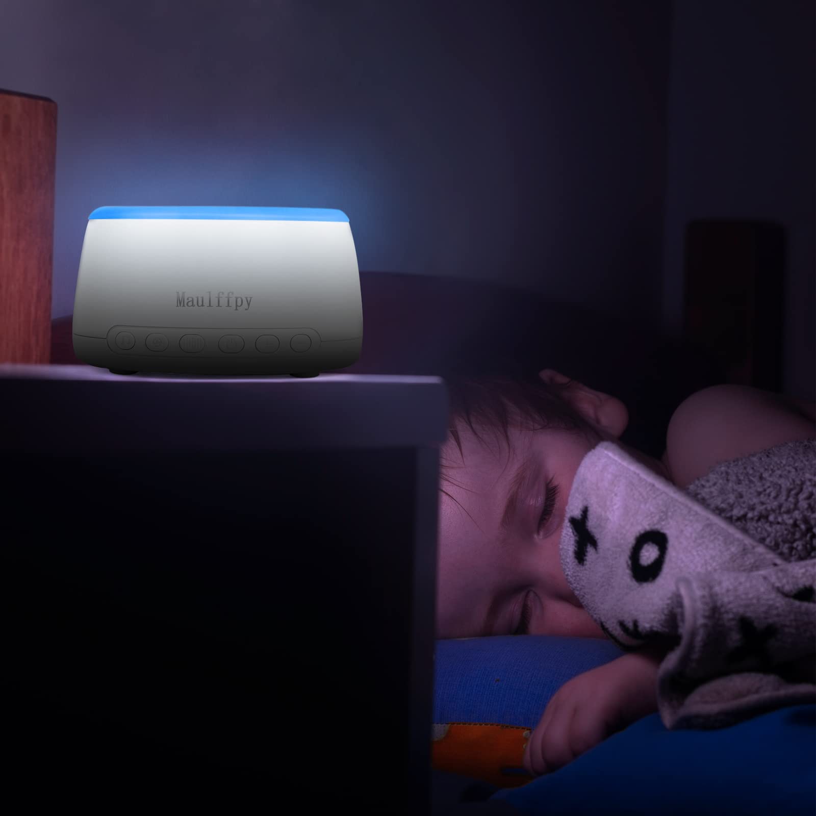 Maulffpy Portable White Noise Machine for Sleeping, Bluetooth Rechargeable Sound Machine with Night Light 32 Relaxation Noise for Baby Kids Adults