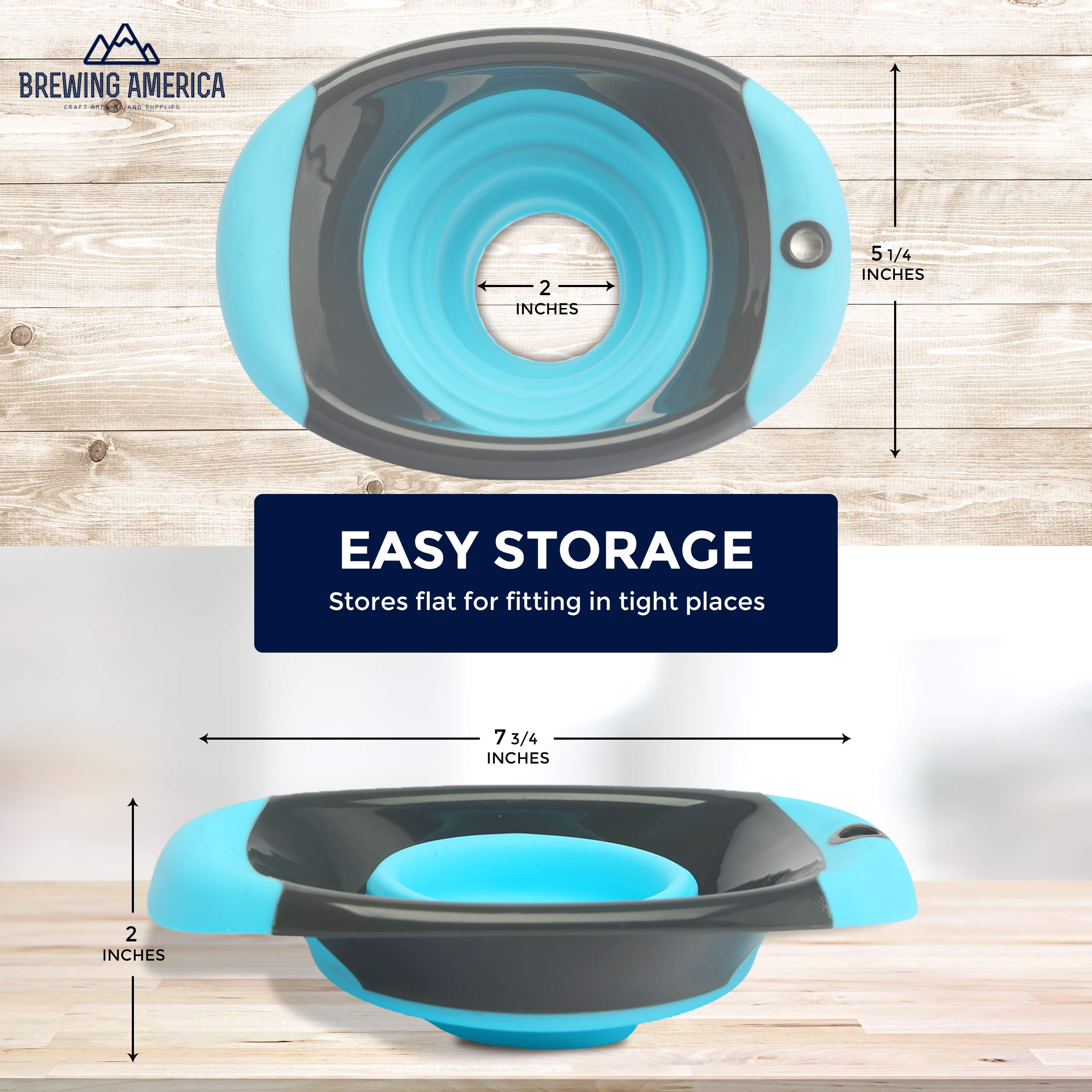 Kitchen Canning Funnel β Collapsible Silicone Food Funnel for Wide Mouth and Regular Mason Jars β Flexible Use for Coffee, Liquid, Jam, Cooking, Baking, Crafts - Teal/Gray