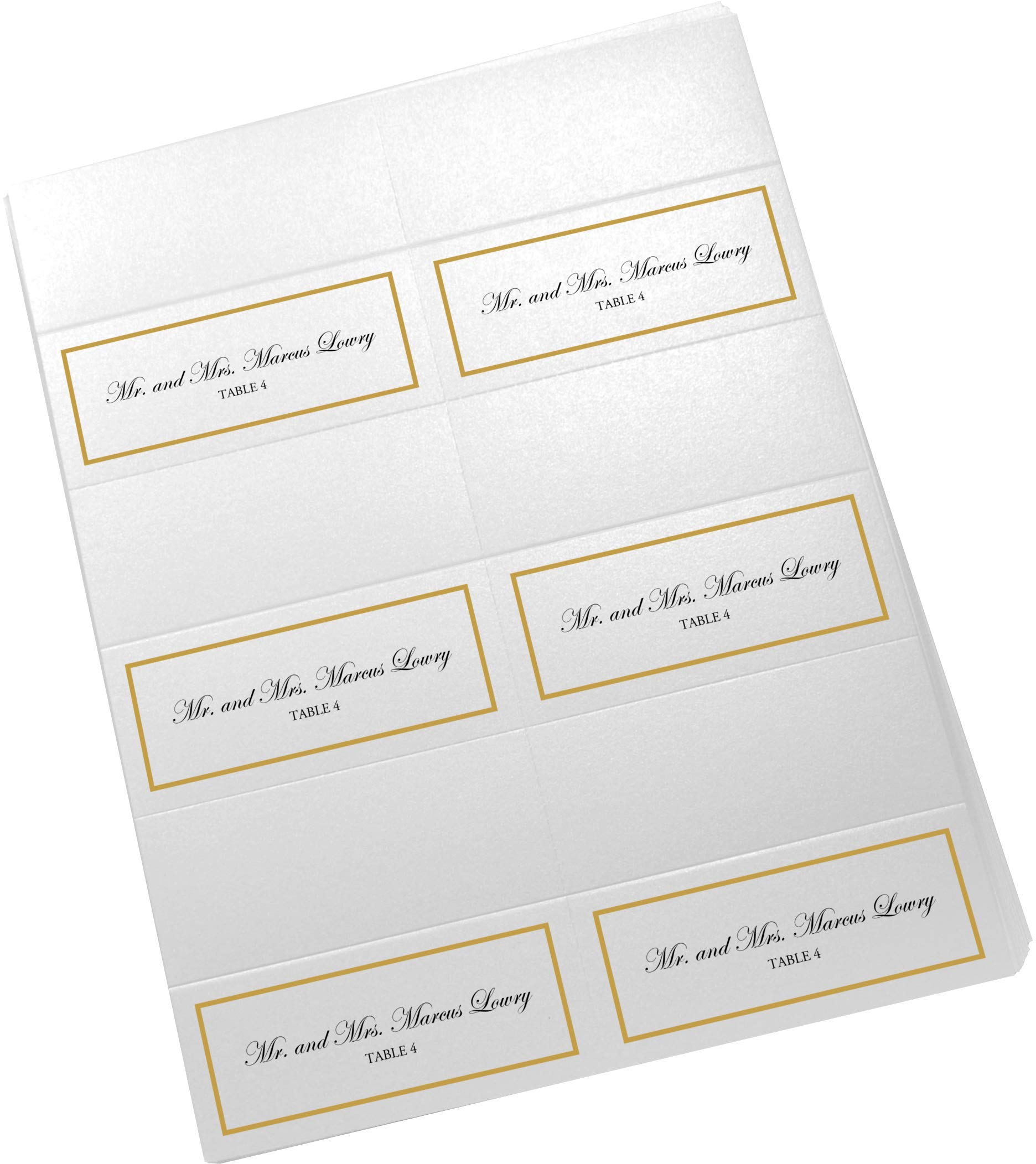 Single Line Border Printable Place Cards, Gold (Choose Color), Set of 60 (10 Sheets), Laser & Inkjet Printers - Wedding, Party, Dinner, and Special Events - Made in the USA