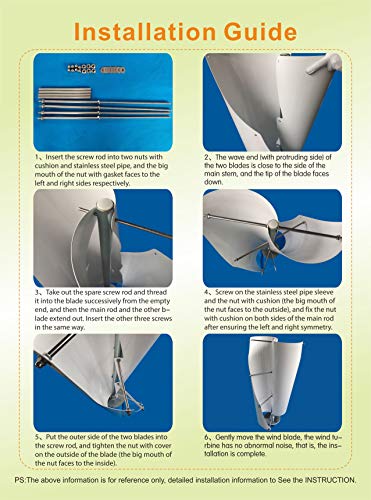 LOYALHEARTDY Wind Turbine Generator, 12V 400W Portable Vertical Helix Wind Power Turbine Generator Kit with Charge Controller - White