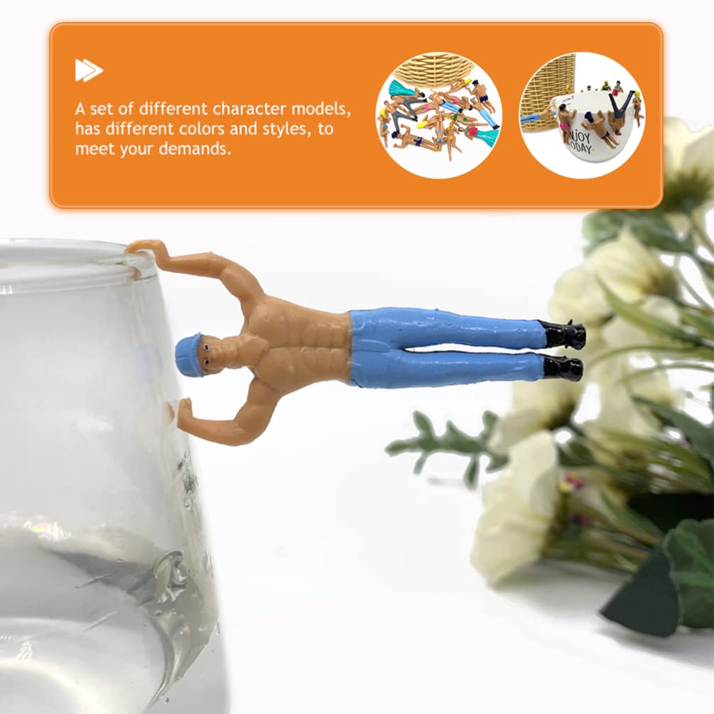 Kisangel 8pcs Miniature Wine Glass Markers Drinking Cup Markers Figures People Edges Doll for Wine Glass Drink Marker