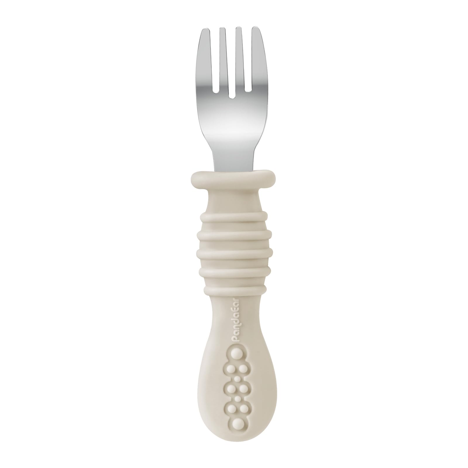PandaEar 6 Pack Toddler Fork and Spoon Utensil Set, Baby Silicone Stainless Steel Silverware Spoon Fork for Babies Kids, BPA Free (Walnut&Linen&Brown)