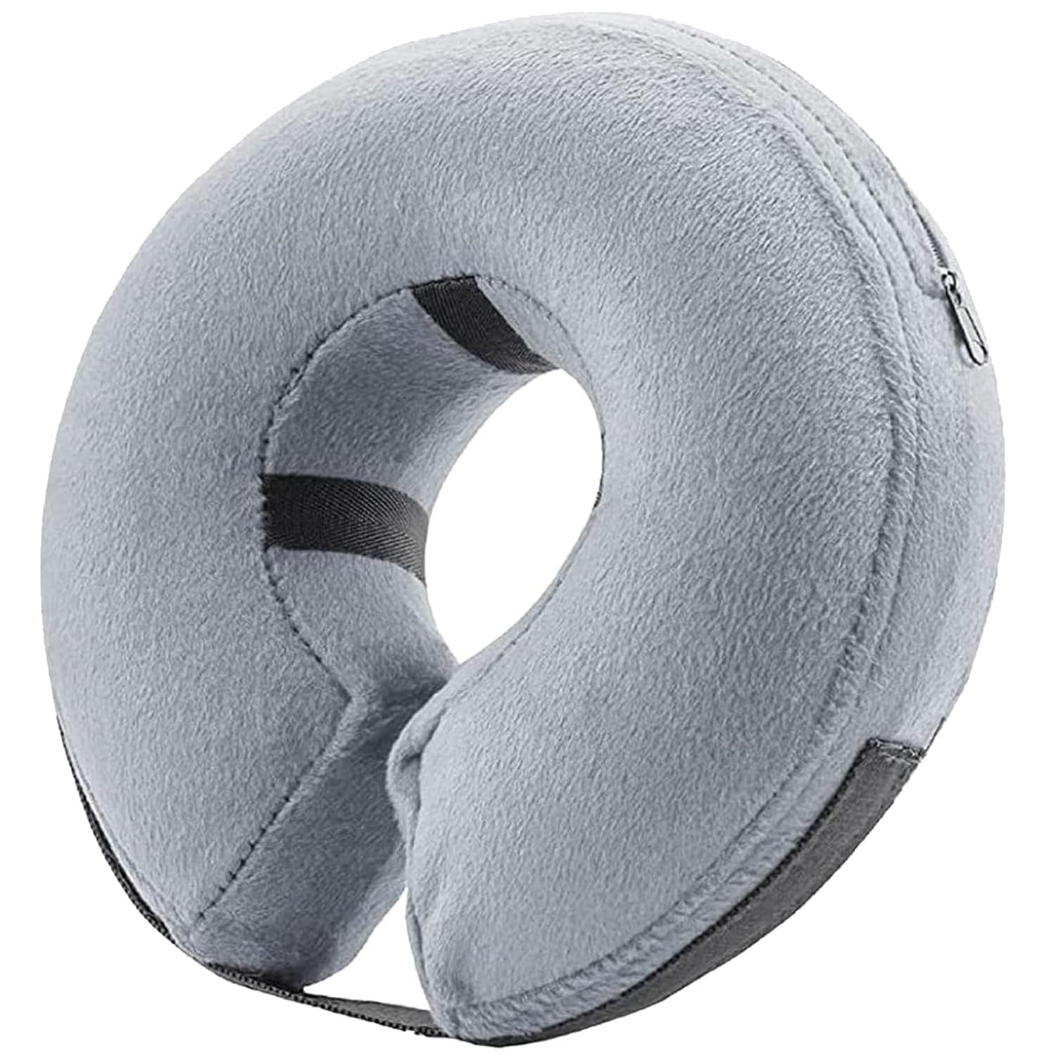 PeakTrend Protective Inflatable Collar for Dogs and Cats - Soft Pet Recovery Collar Does Not Block Vision E-Collar, Soft Protective Cone for Dogs After Surgery (Gray, [Neck:10"-14"] Medium)