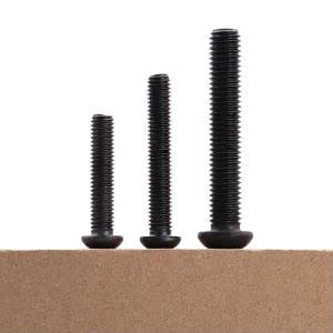 M8-1.25 x 16mm (12 PCS) Button Head Socket Cap Screws, Black Oxide Finish, 10.9 Grade Alloy Steel, Full Thread, Coarse Thread, ISO7380