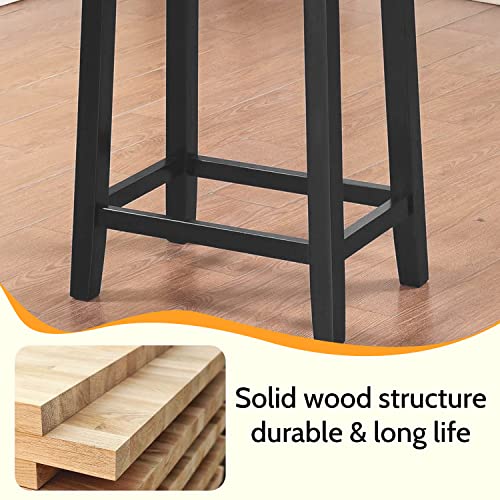 PayLessHere Bar Stools Set of 2 of PU Leather Barstools for Kitchen Counter Solid Wooden Saddle Stool 24”H Height Bar Stool