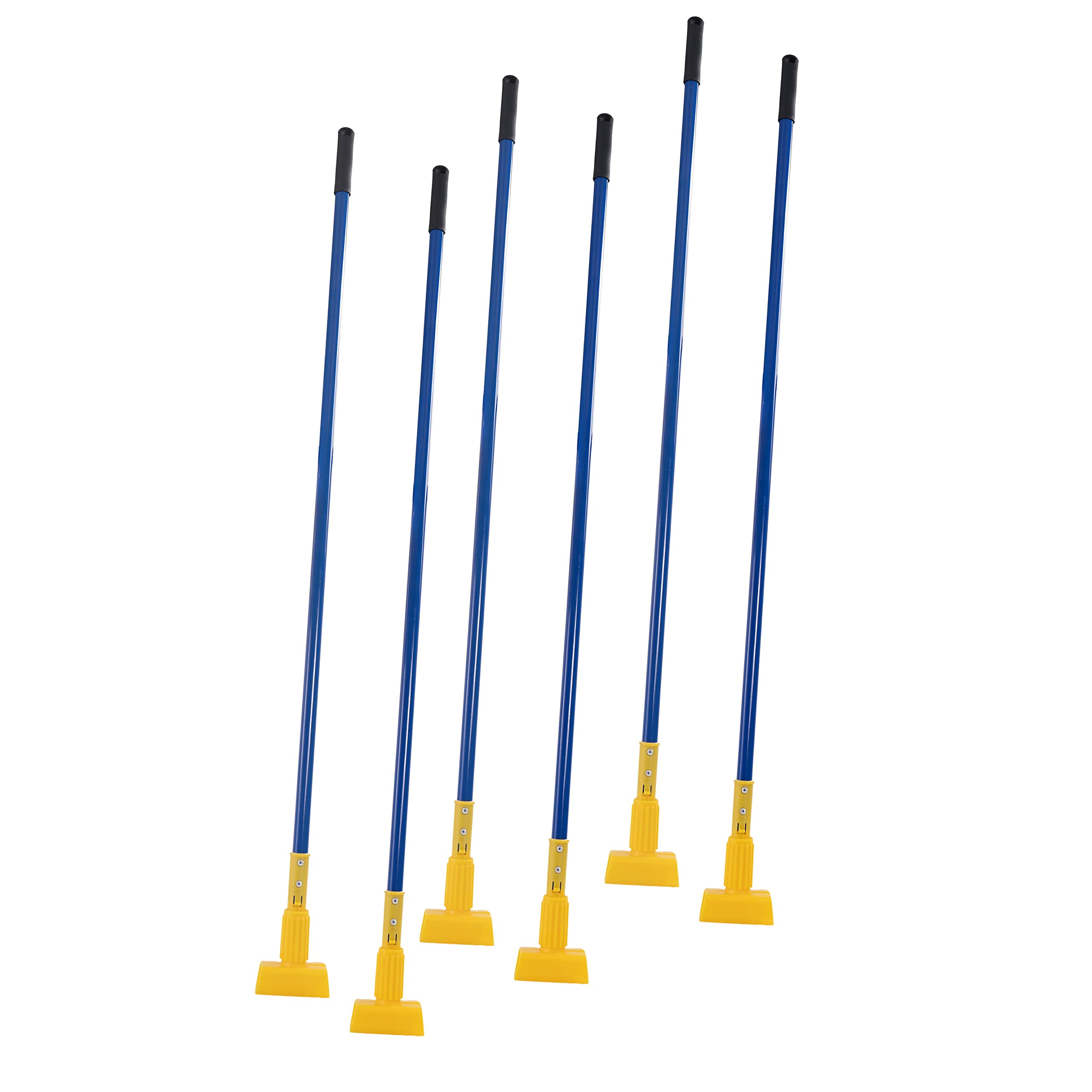 Matthew Cleaning Commercial Quick-Change Iron Mop Handle for Floor Cleaning Heavy Duty Mop Stick Replacement 60inch Jaw Clamp-Style Wet Mop Handle 6 Packs