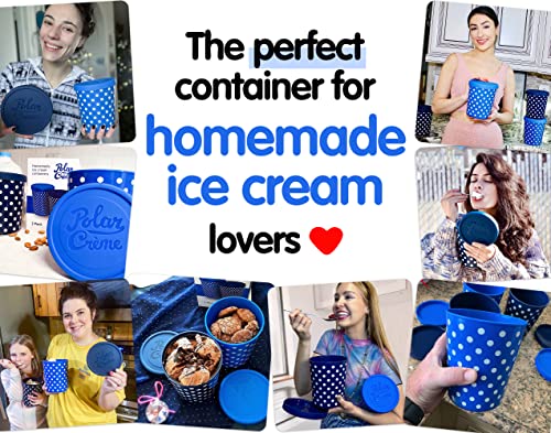 Polar Creme Ice Cream Containers for Homemade Ice Cream - 2 Containers - 1.5 Quart Each