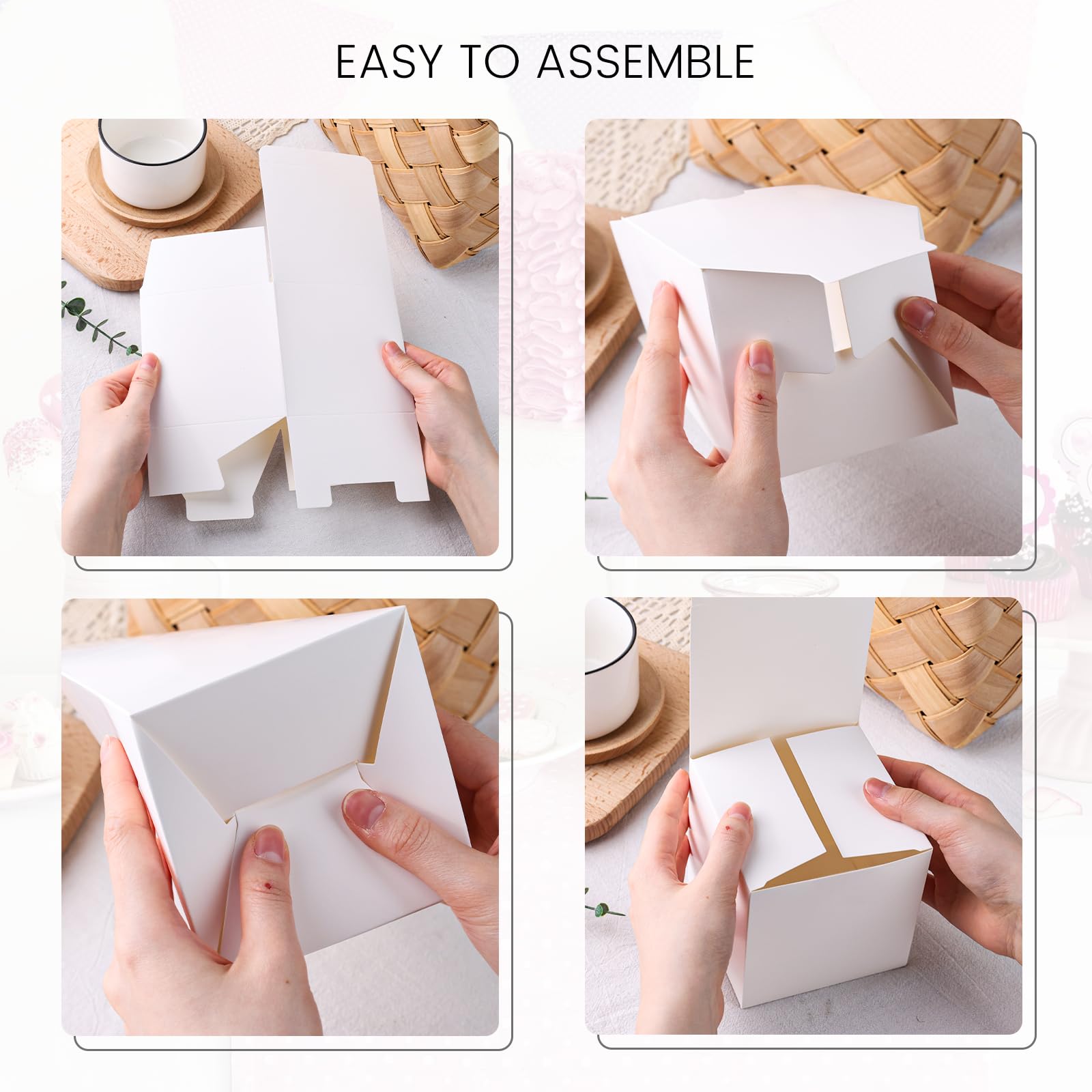 Shindel 50PCS Small Gift Boxes, 4x4x4 Inch White Gift Boxes with Lids Candy Treat Boxes Favor Boxes Candle Boxes for Birthday Bridal Shower Wedding