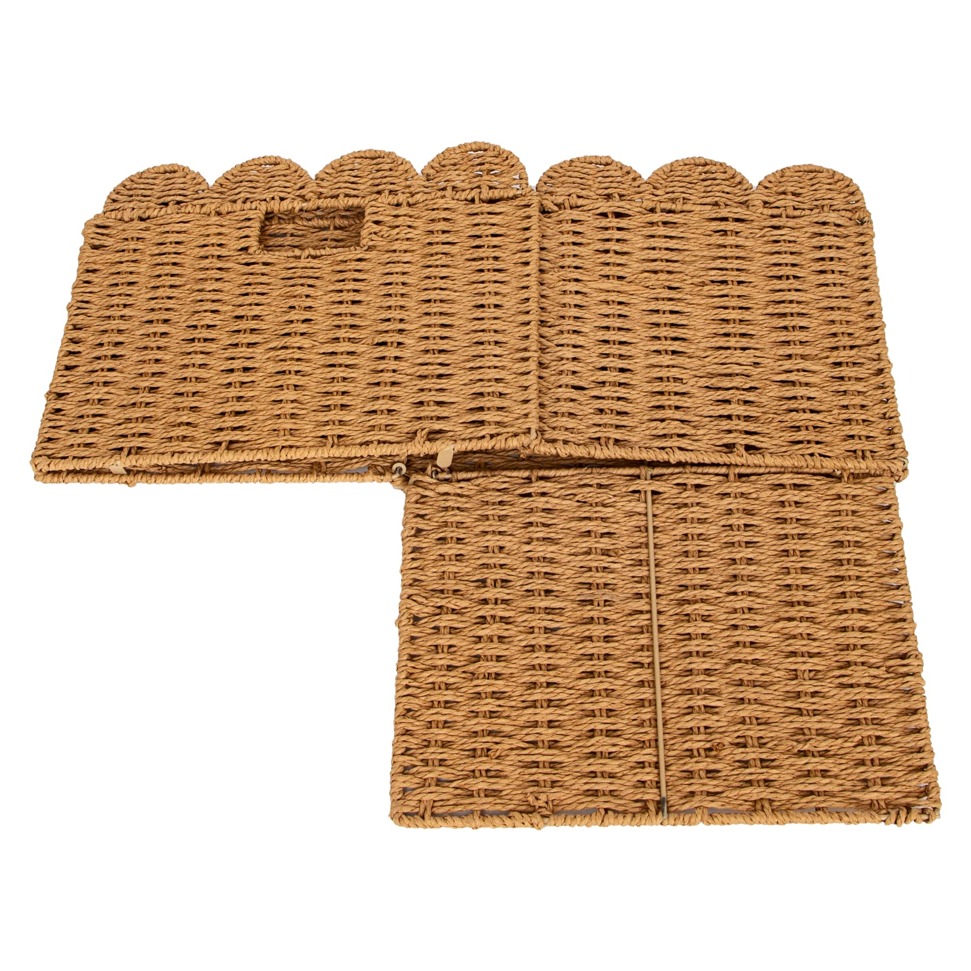 Paper rope Storage Baskets,Wicker Baskets,Folding 2 Packs Handmade Woven baskets, paper rope Basket For Shelf,Seagrass Baskets,Shelf Baskets For Storage Toys Books And Clothes.