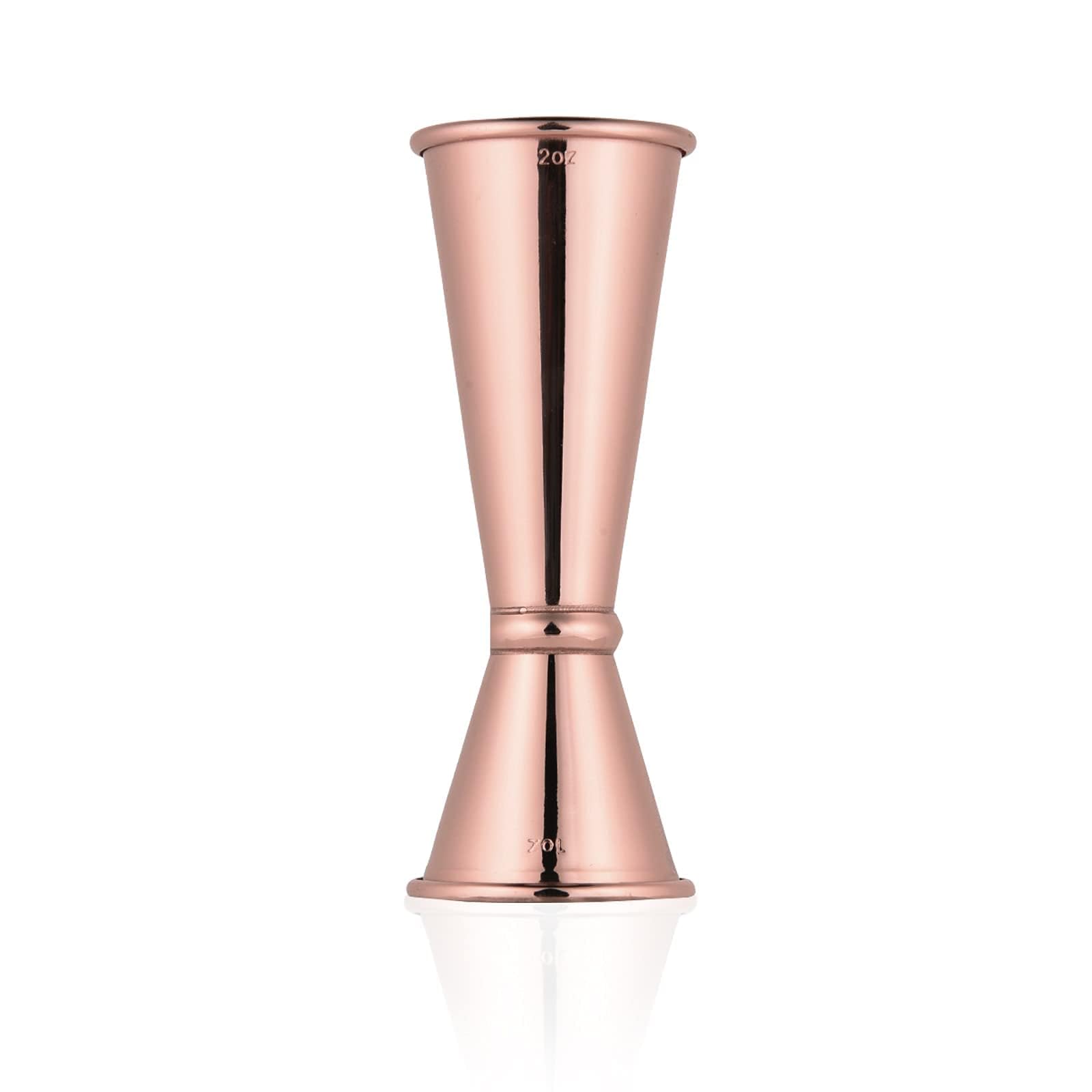 Jigger 2 oz 1 oz, Rose Gold Stainless Steel Double Cocktail Jigger Shot Measure Jigger Alcohol Measuring Cup Bar Tool for Bartending