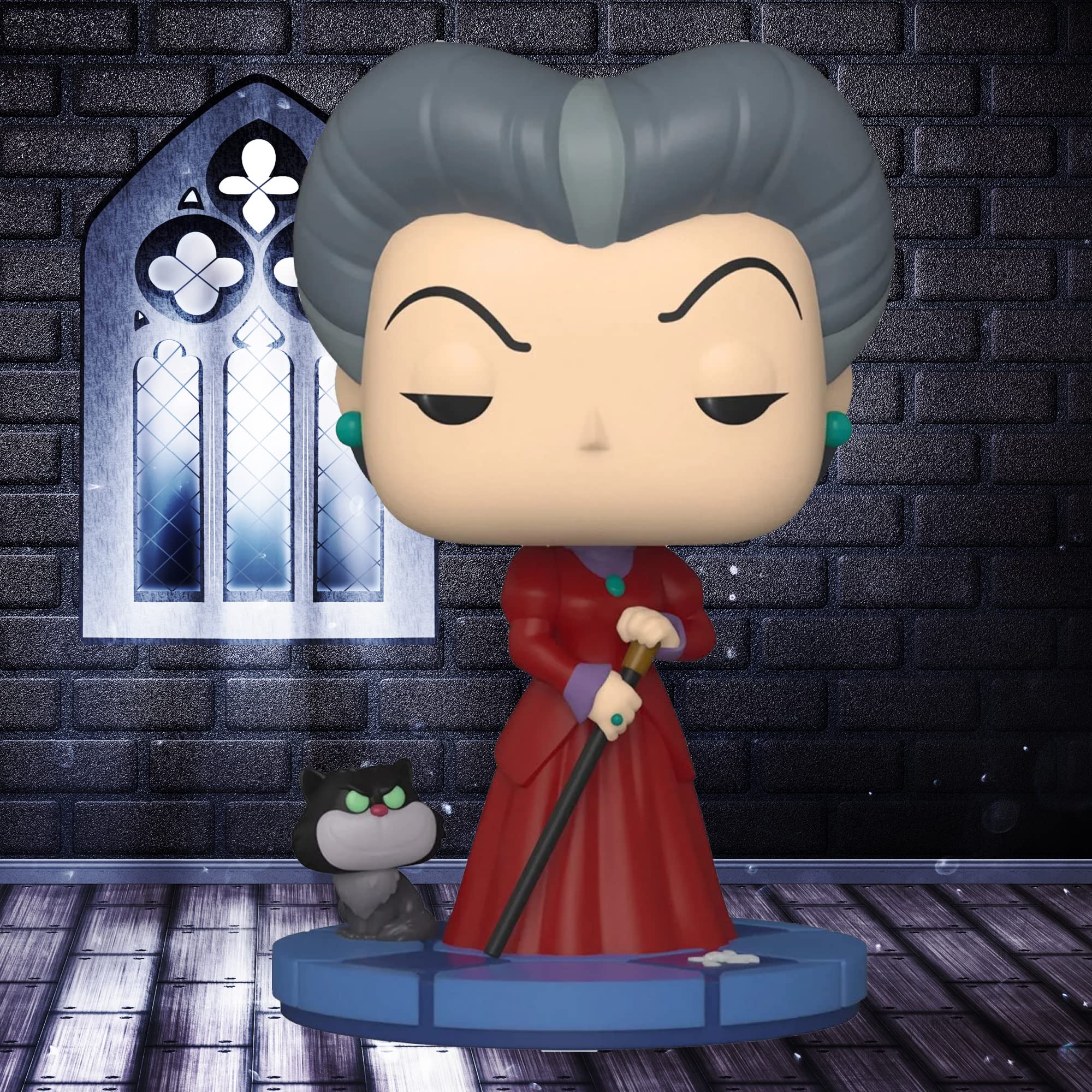 Lady Tremaine Funko Pop with Protector Bundle – Includes Funko Pop! Disney: Villains - Lady Tremaine #1080 Pop with Blue Salamander Emporium Plastic Protector Case