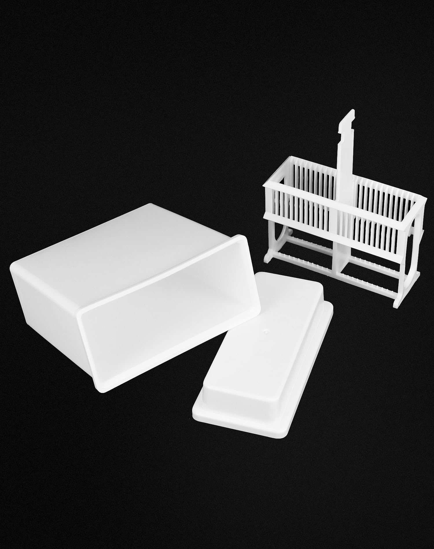 QWORK Microscope Slides Staining Jar and Rack, 4 Pcs 24-Slots, White