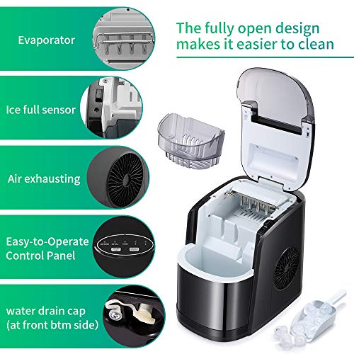 Kismile Countertop Ice Maker Machine,26Lbs/24H Compact Automatic Ice Makers,9 Cubes Ready in 6-8 Minutes,Portable Ice Cube Maker with Self-Cleaning Program