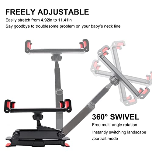 MaxLancer Tablet iPad Holder for Car Mount Headrest - iPad Car Holder Back Seat Travel Essentials Headrest Car Tablet Holder Mount Road Trip Essentials for Kids Adults Fits All 4.7-12.9" Devices (Red)