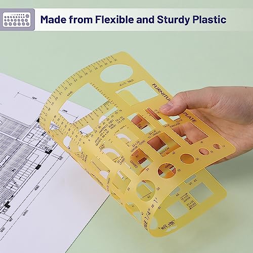 Mr. Pen- House Plan, 3 Pack, Orange, Interior Design and Furniture Templates, Drafting Tools and Ruler Shapes for Architecture, Drafting Tools, Architecture Supplies, Drafting Templates