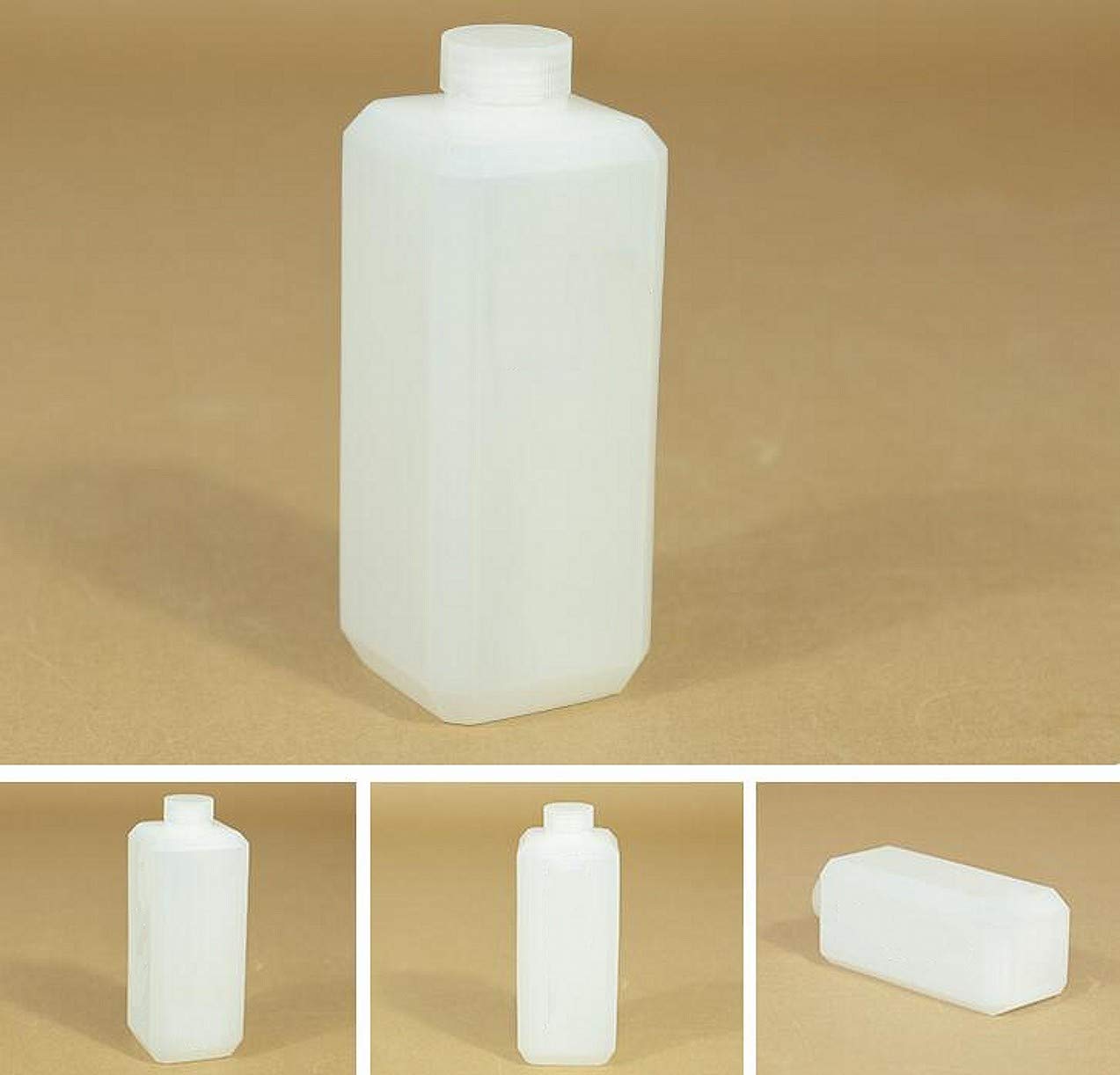 MUGgYz 10-Pack (500ml) Empty Square Plastic Bottle with Lid for Liquid Oil Reagent Food Grade HDPE Container Leakproof Refillable Bottles