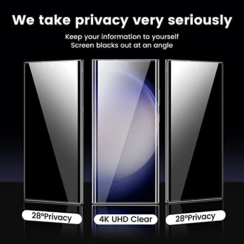 MOHAVE [Auto Alignment] Privacy Screen Protector Designed for SAMSUNG Galaxy S23 Ultra 6.8" [Ultrasonic Fingerprint Support] - Sensor Protection / 2 Pack, Anti Spy Film, Daily protection, Crystal Clear, Touch Responsive, Case Friendly