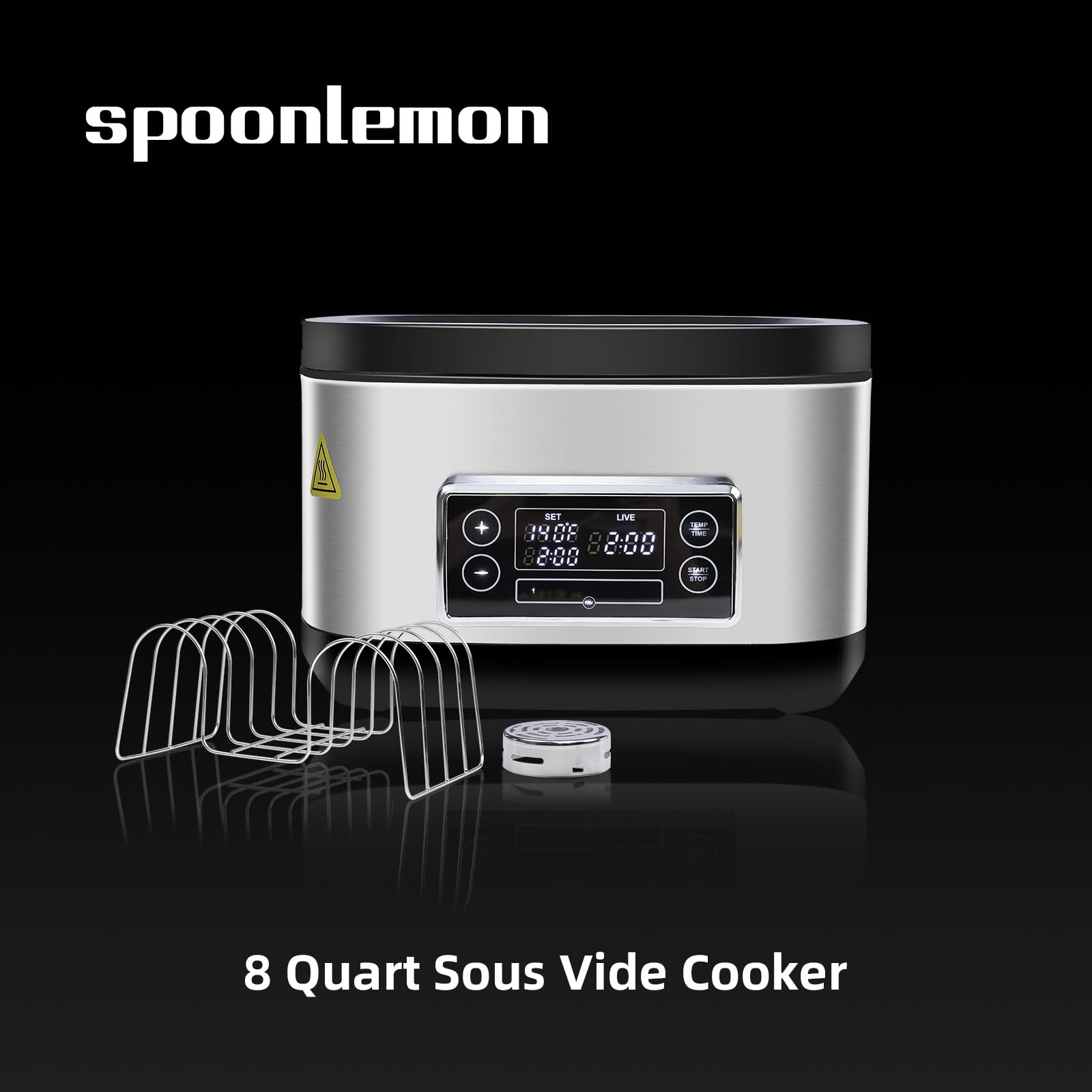 SPOONLEMON Sous Vide Cooker, 8 Quart Stainless Steel Sous Vide Machine with Precise Temperature Control,6 Preset Shortcuts, LED Touchscreen – All-in-One Sous Vide Cooking Pot for Home Use