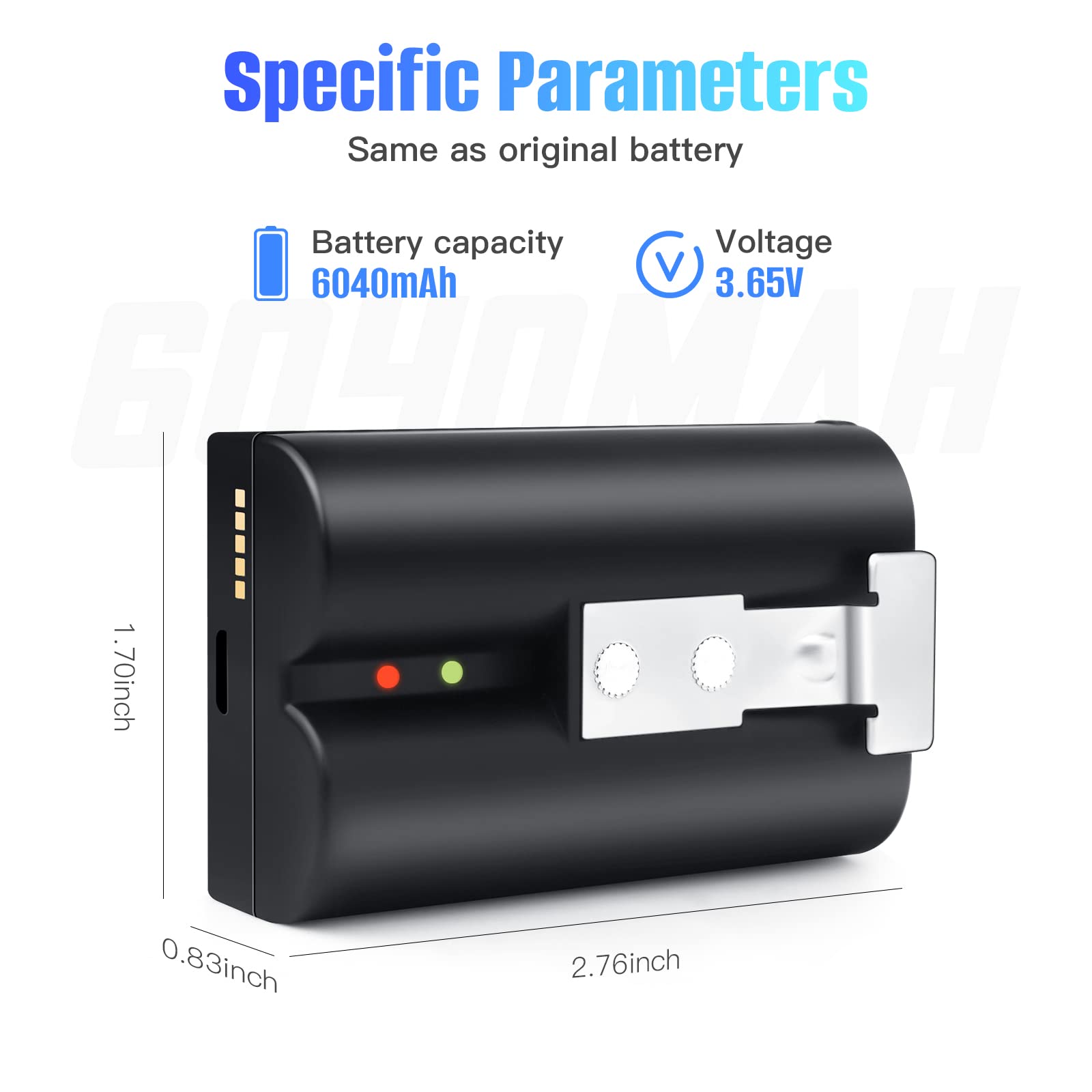 Necesa Rechargeable Battery R Video Doorbell 2/3/4 Replacement Camera Batteries 3.65V 6040mAh Cam Battery Upgraded Batteries Larger Capacity (2pcs)