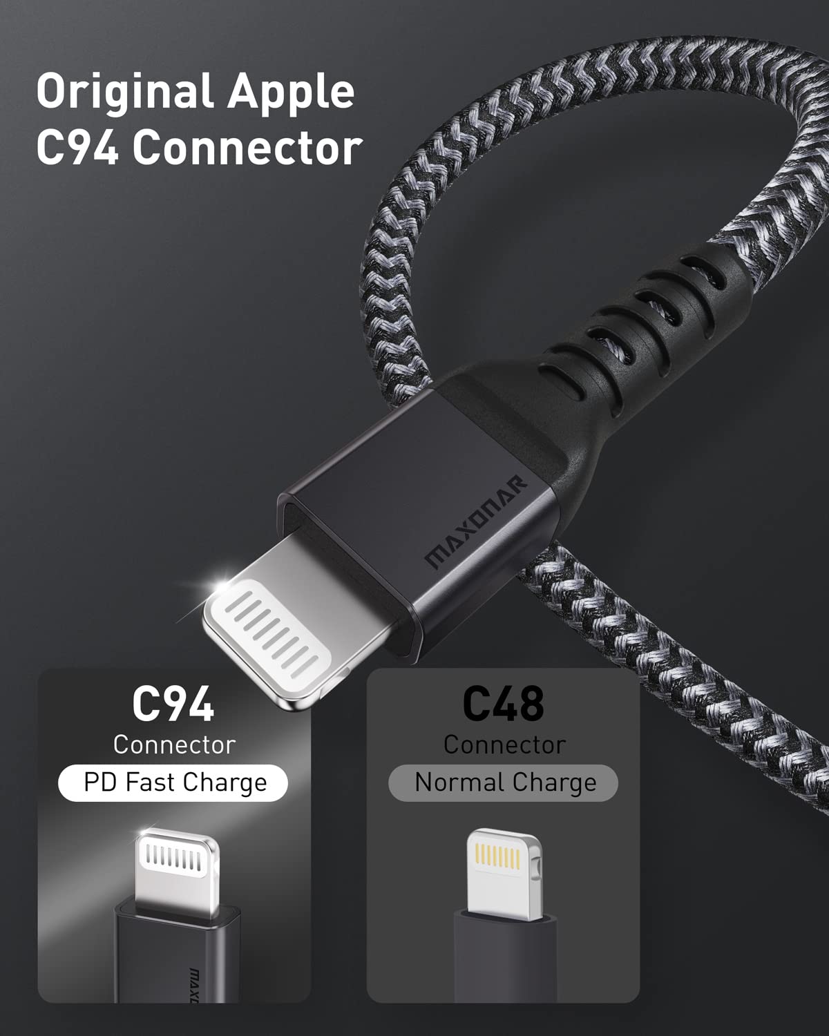 Maxonar USB C to Lightning Cable 3FT, [Apple MFi Certified] iPhone Charger Fast Charging Braided Cord Compatible with iPhone 14 Pro Max 13 Pro Max 13 Mini 12 Pro Max 11 Pro Max X XS XR iPad 8 Airpods