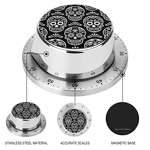 Kitchen Timer Black Skull Classroom Timer Stainless Steel Countdown Timer with Magnetic Backing