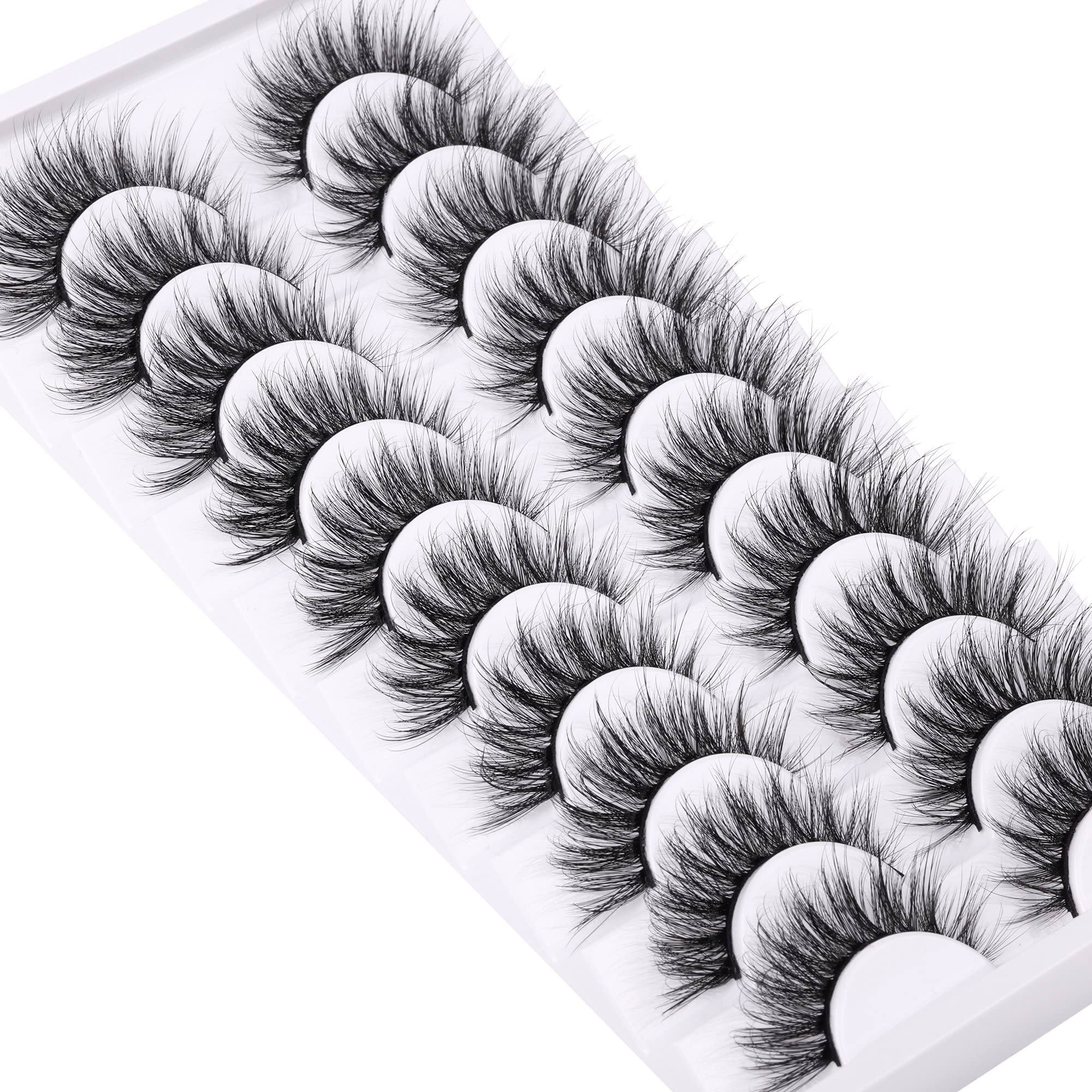Mink Lashes Fluffy Cat Eye False Eyelashes Natural Look Wispy Lashes 3D Faux Mink Lashes Pack 10 Pairs Fake Eye Lashes Strip by Ruairie