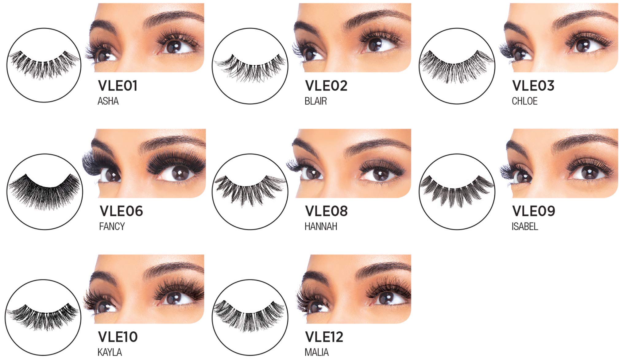 Kiss Vluxe by I Envy 100% Virgin Remy Human Hair Eyelashes Fancy VLE06