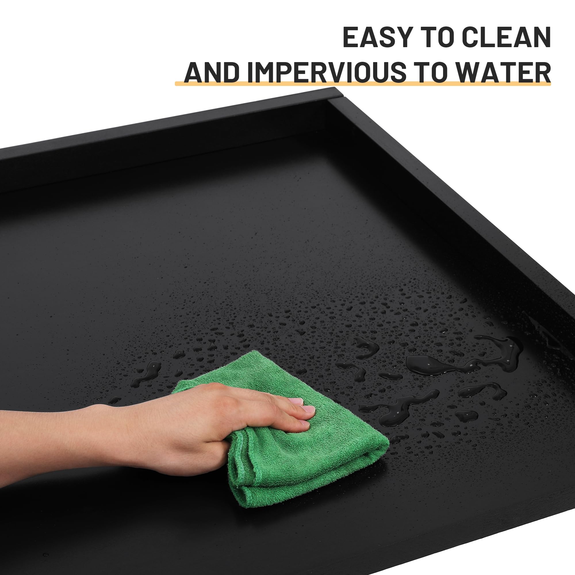 Murago Washer Dryer Countertop, 100% Hard Wood Laundry Topper with Anti-Static Coating, Edge Rails, Black