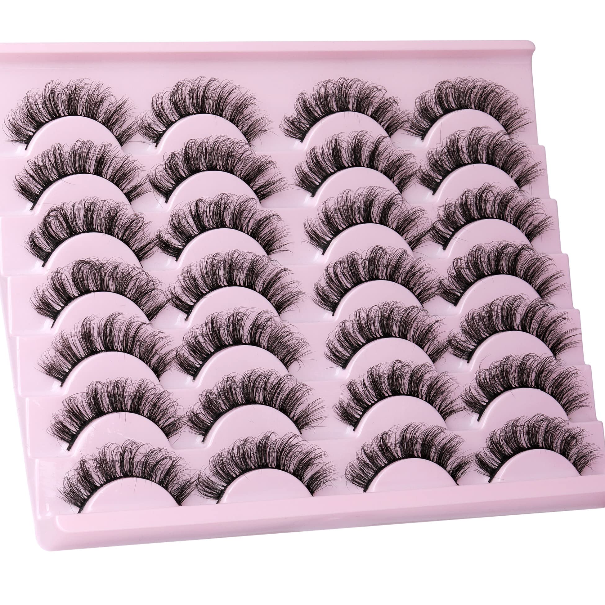 Mink Lashes Natural Look Fluffy False Eyelashes 17mm Wispy Eye Lashes D Curl Fake Eyelashes Pack by EYDEVRO (14 Pairs)