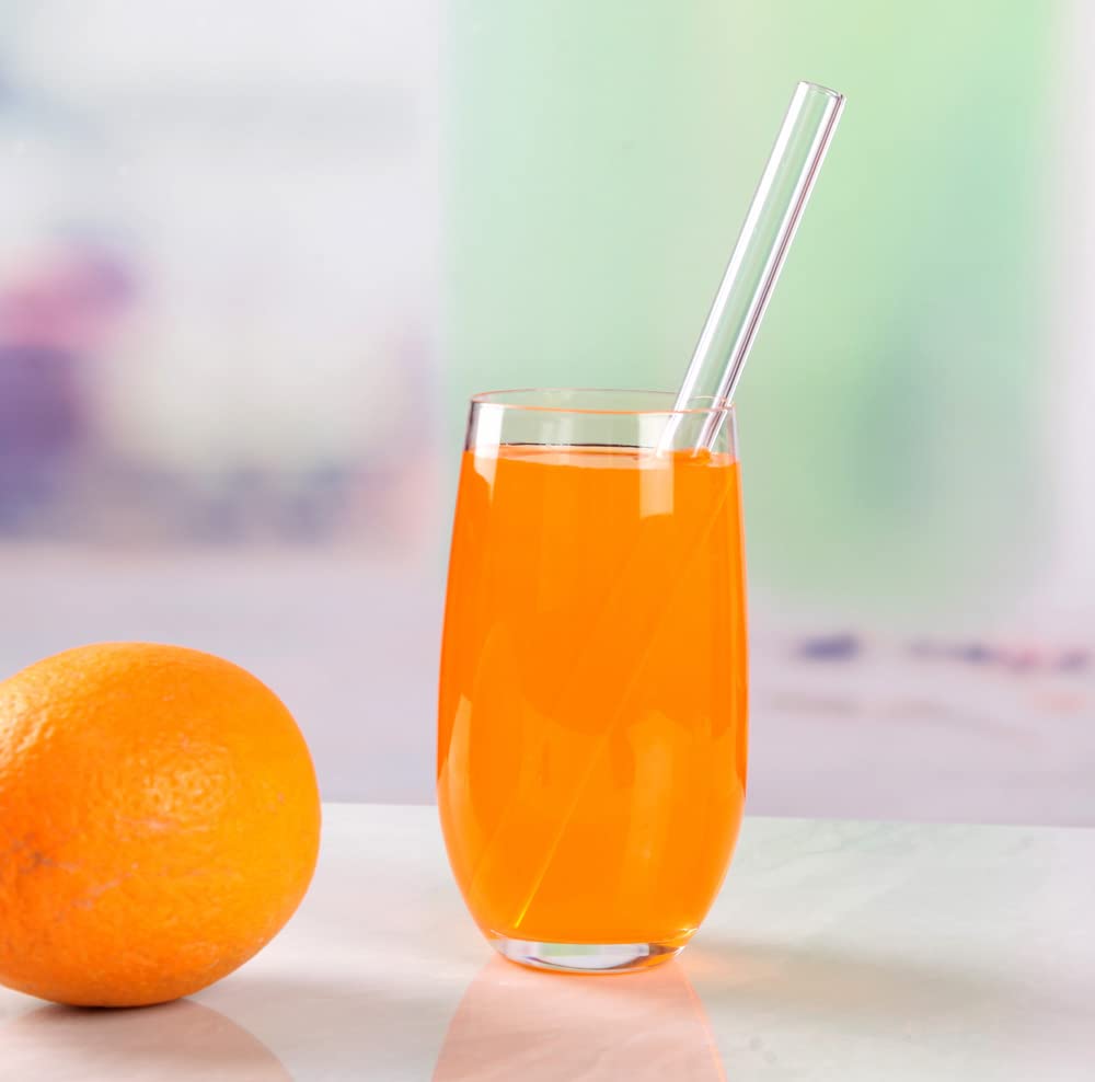MANZOO Glass Straw Reusable Straws Glass Straws Clear Straws,Including 6PC Straight Straws, 6PC Bent Straws Plus 2PC Cleaning Brush