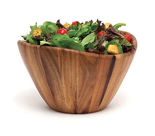 Lipper International Acacia Wave Bowl Set with Servers, 162.31 fluid ounces