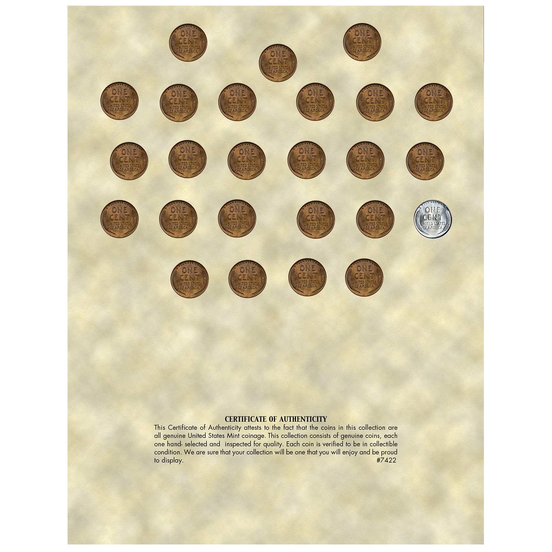 Lincoln Wheat and Memorial Penny Collections 1934-1958 and 1959-2008 Certificate of Authenticity