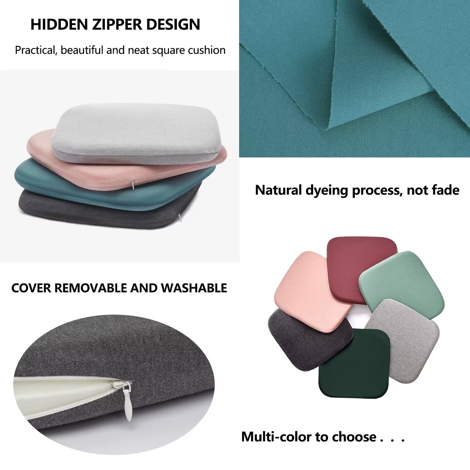 Kitchen Bar Stool Seat Cushions, Counter Stool Cushions Square, Non Slip Kitchen Chair Cushion with Hidden Non Skid Bottom, Breathable Knitted Cotton Seat Pads, Cover Detachable And Washable Dark Grey