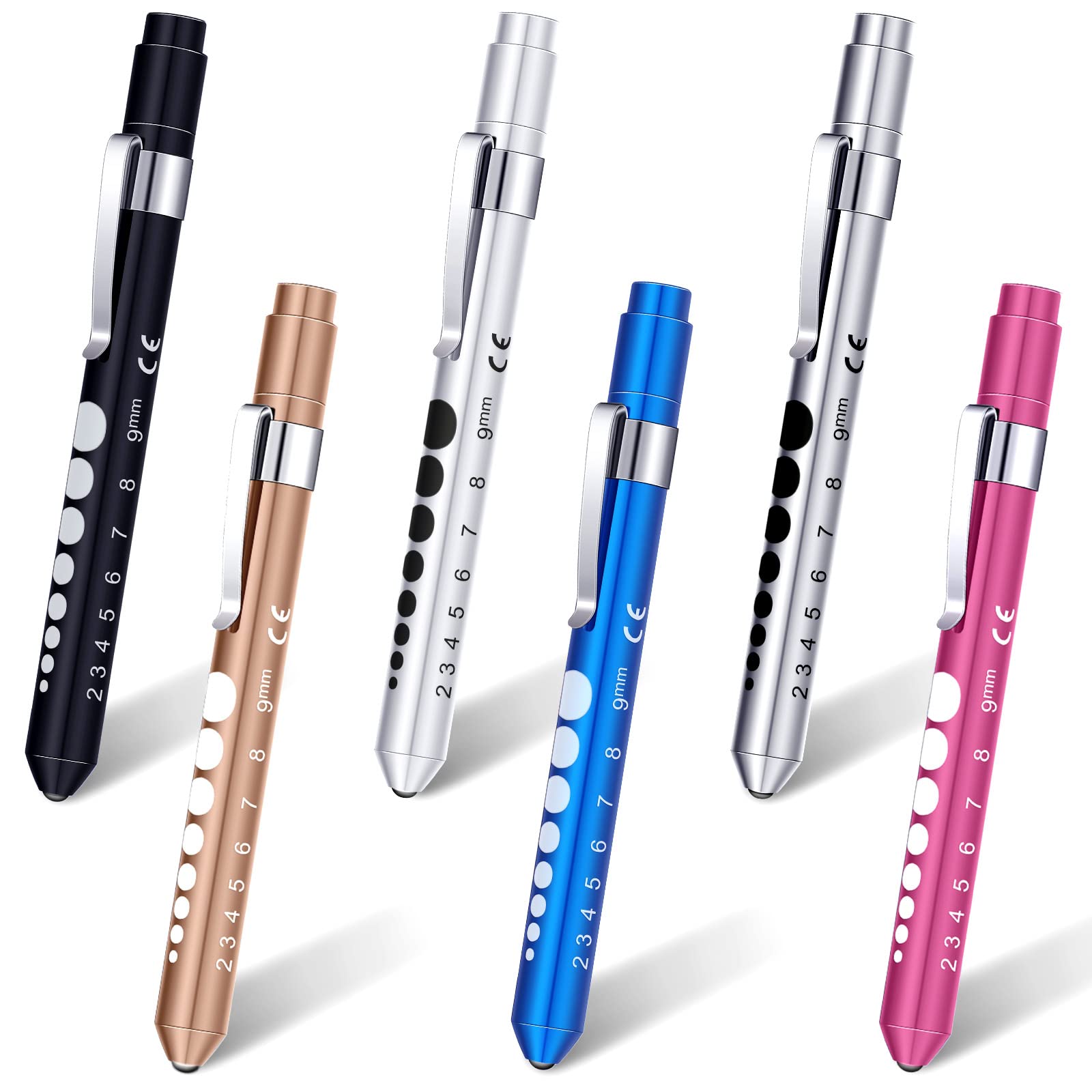 Penlight for Nurse Pen Light LED Reusable Pen Light with Pupil Gauge Nurses Pin Light for Torch Medical Students Doctors Daily Use with Pocket Clip Nurse Gifts(6 Pieces,Elegant Colors)